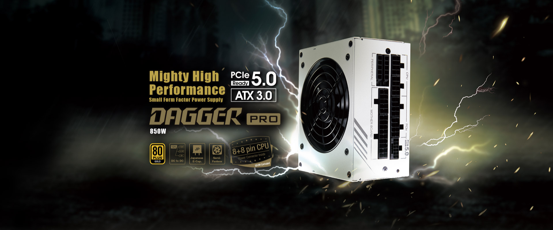FSP Dagger PRO 850W Gold PCIe 5.0 SFX Modular PSU (White) | PLE Computers