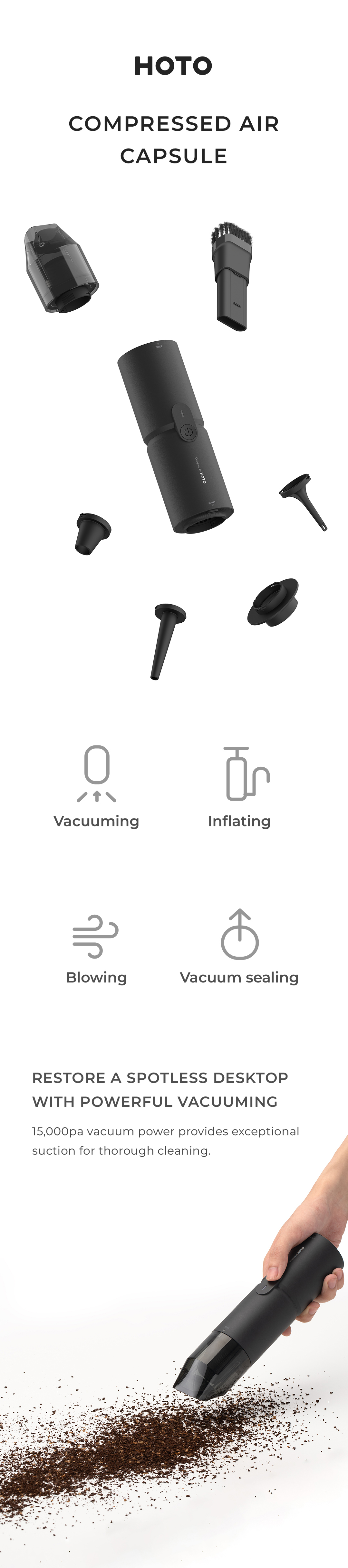 HOTO Compressed Air Capsule 4-in-1 Work Station Air Duster & Handheld ...