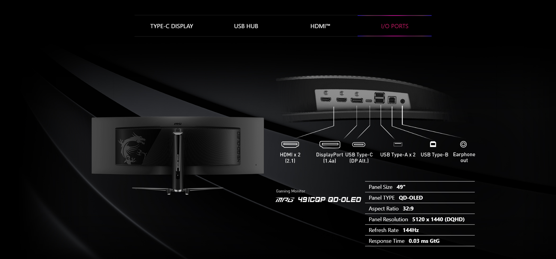 MSI MPG MPG 491CQP 49" Curved 144Hz QD-OLED Monitor | PLE Computers