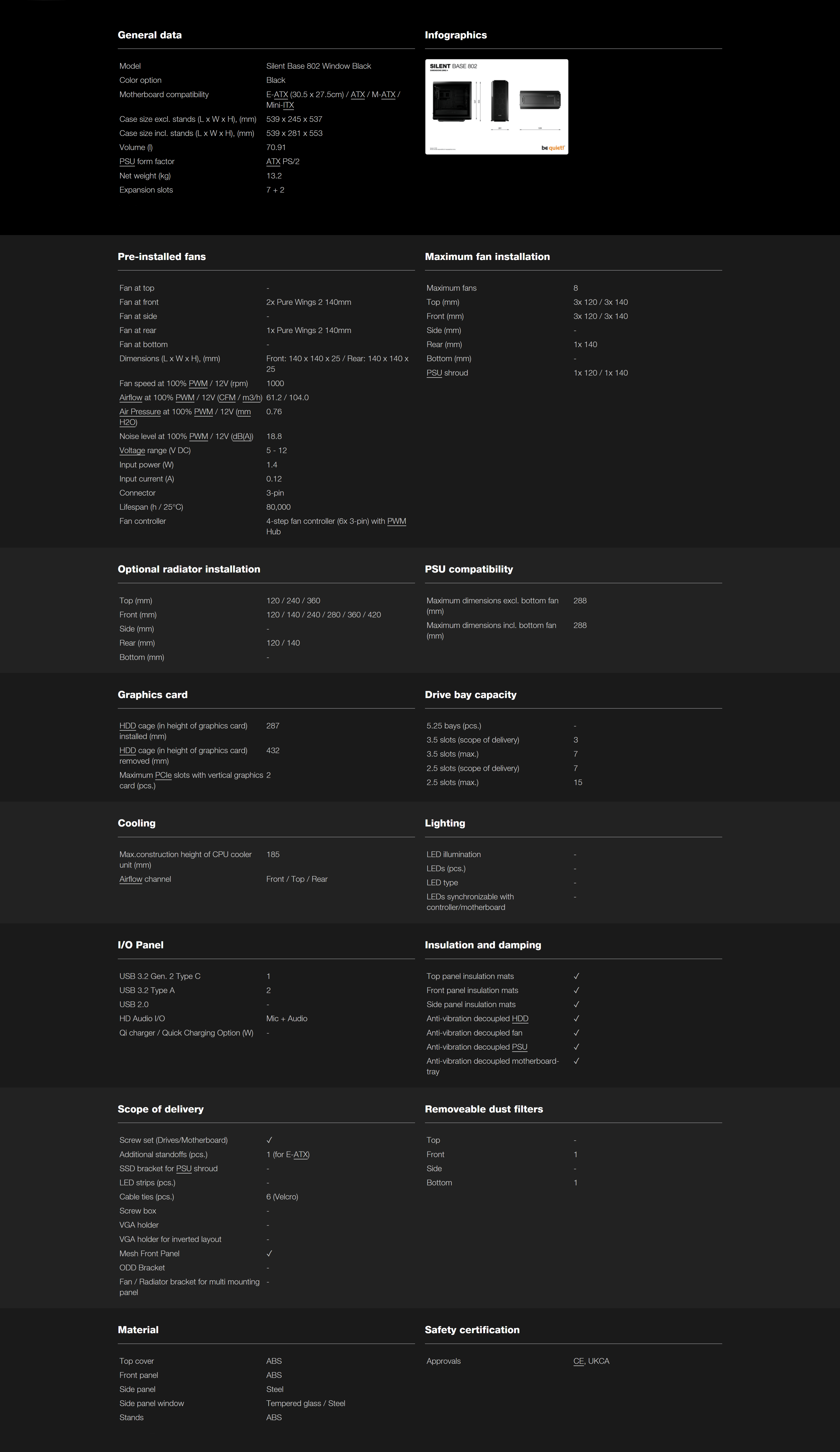 be quiet! SILENT BASE 802 TG - Full Tower Case (Black) | PLE Computers