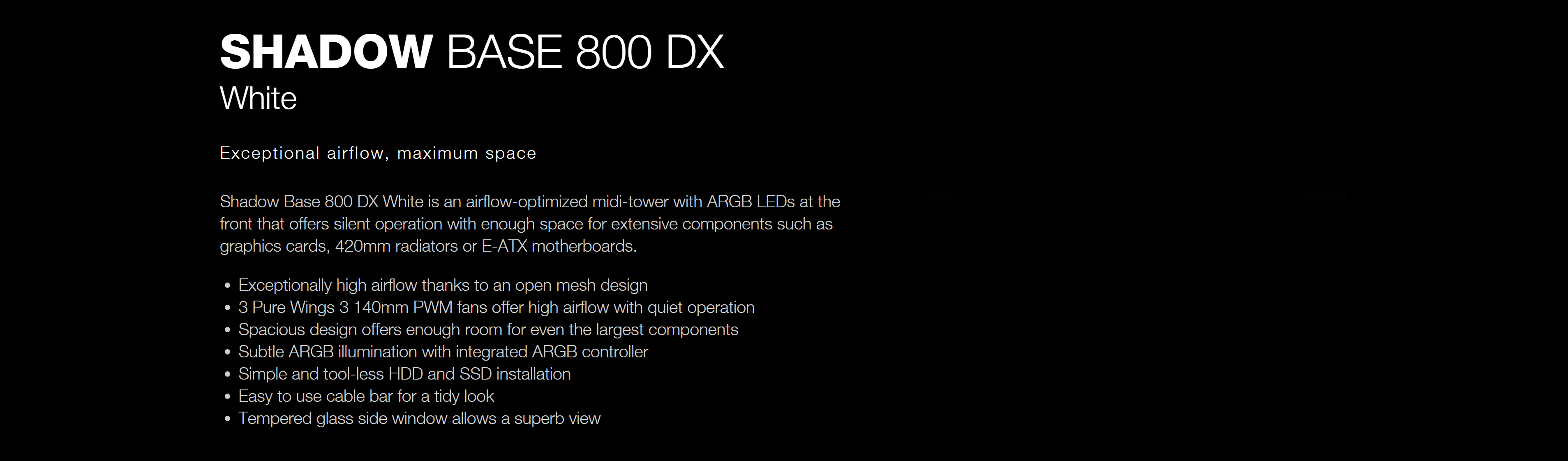 be quiet! SHADOW BASE 800 DX - Full Tower Case (White) | PLE Computers