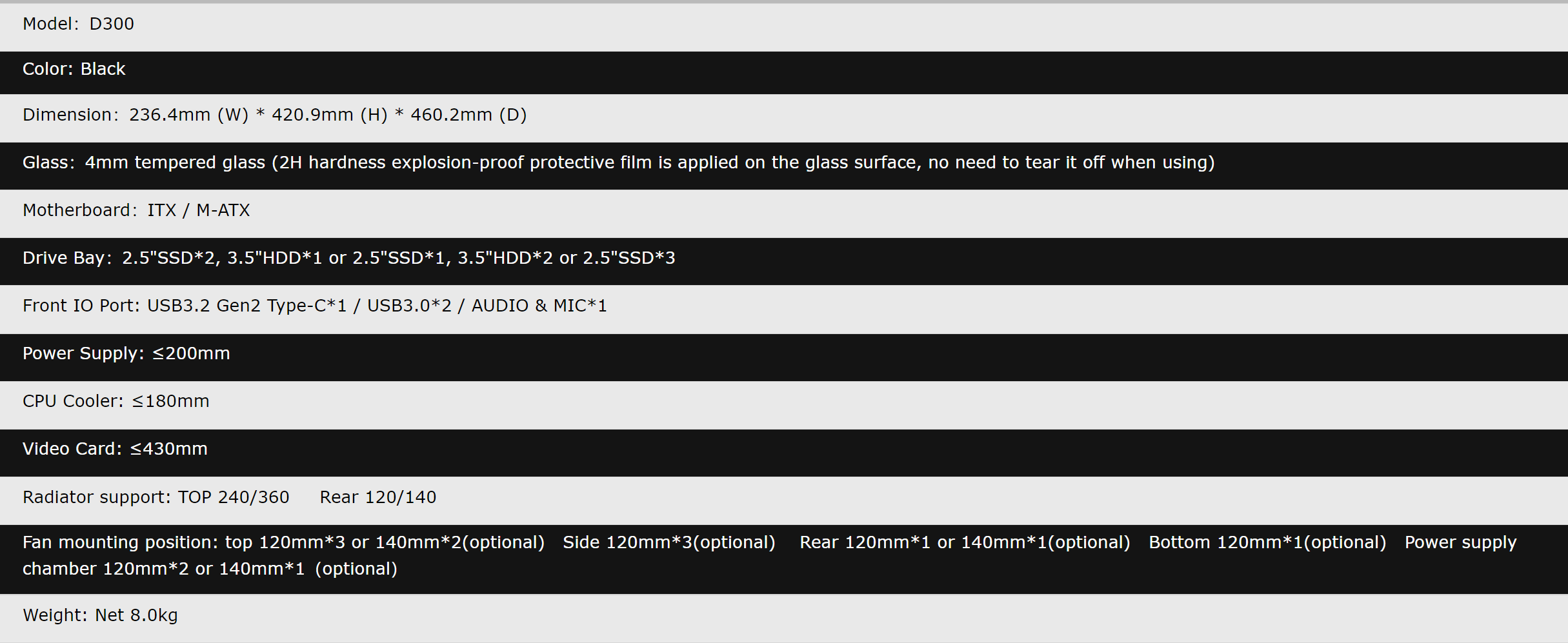 Jonsbo D300 mATX Case (Black) | PLE Computers