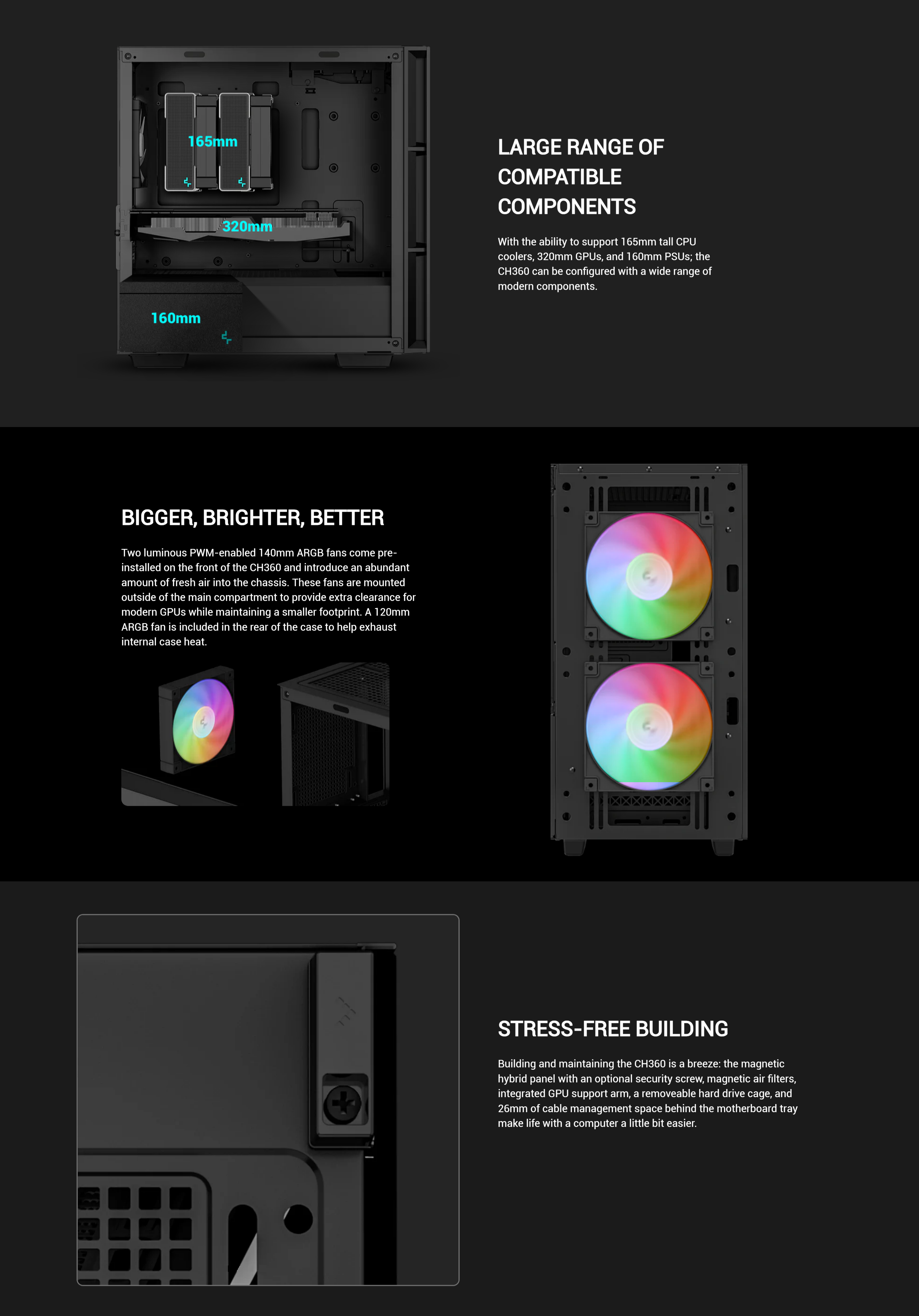 DeepCool CH360 Tempered Glass Micro Tower Case (Black) | PLE Computers