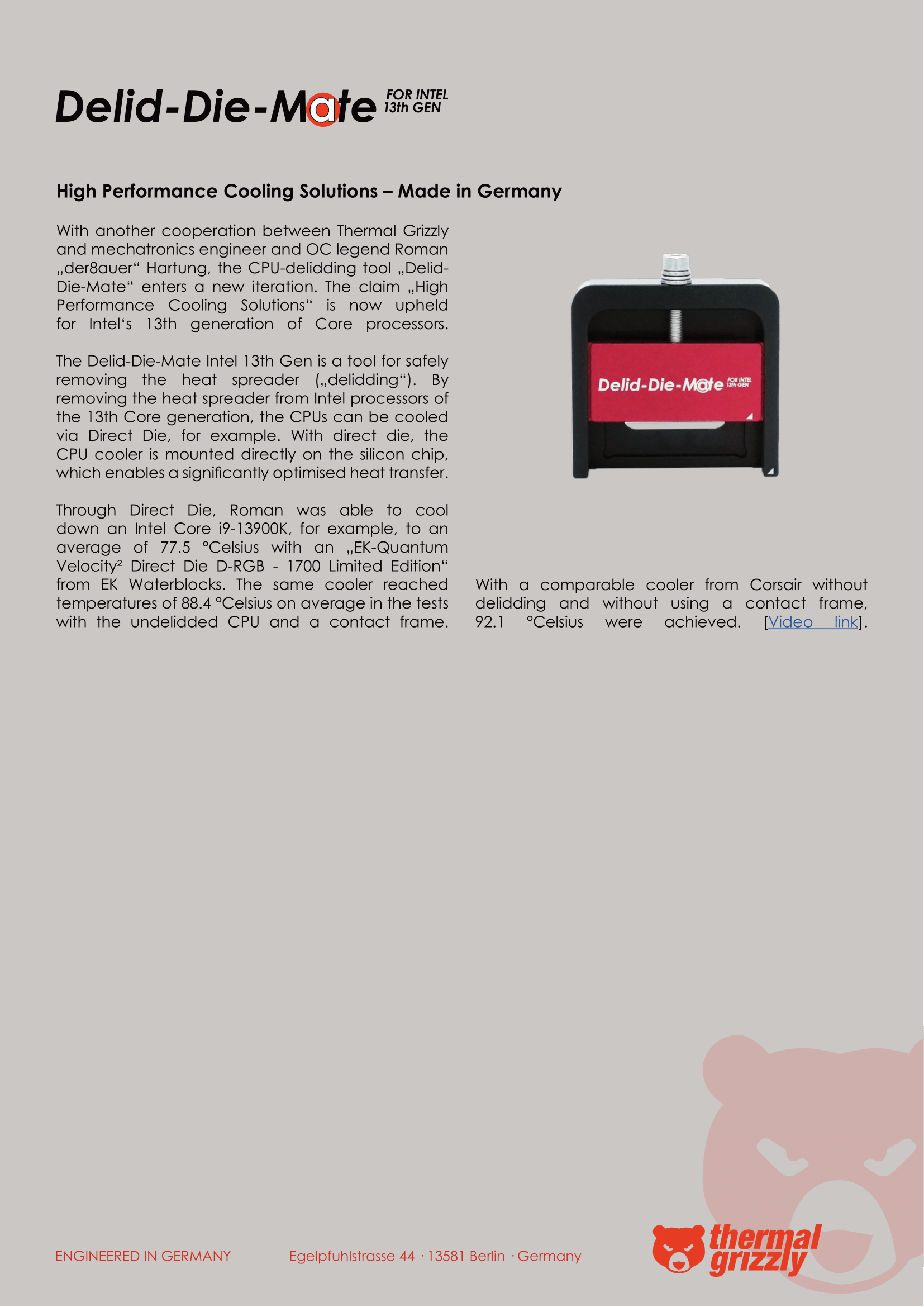 Thermal Grizzly Delid Die Mate - CPU Delidding Tool for Intel LGA1700 ...