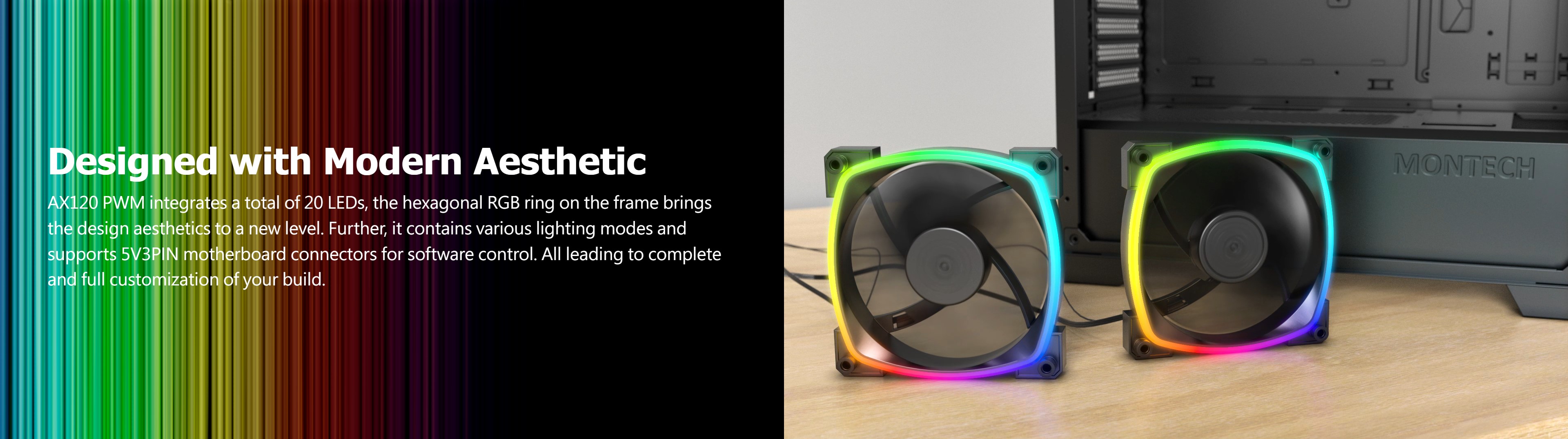 Montech AX120 - ARGB PWM 120mm Fan (Black) | PLE Computers