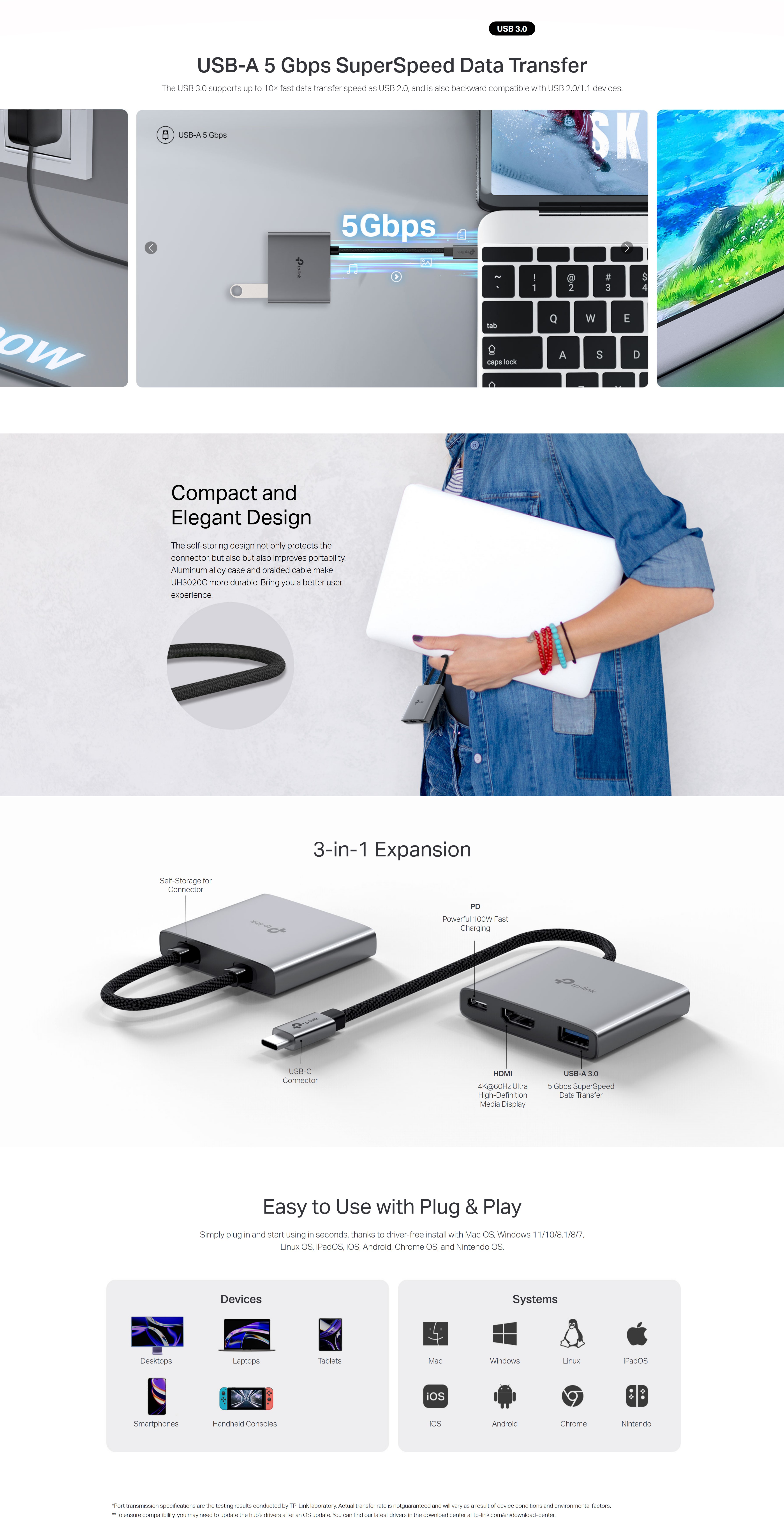 TP-Link UH3020C - USB Type-C 3 in 1 Hub | PLE Computers