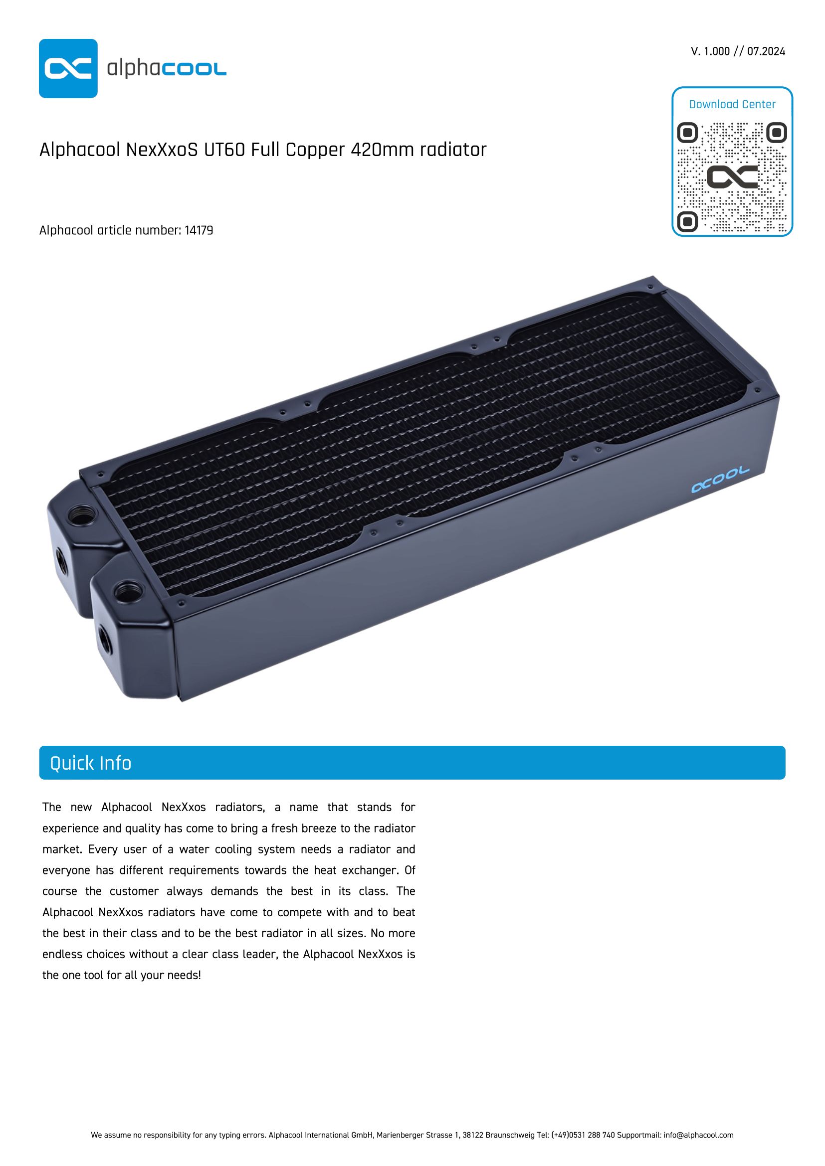 Alphacool NexXxoS UT60 Full Copper X-Flow 120mm radiator