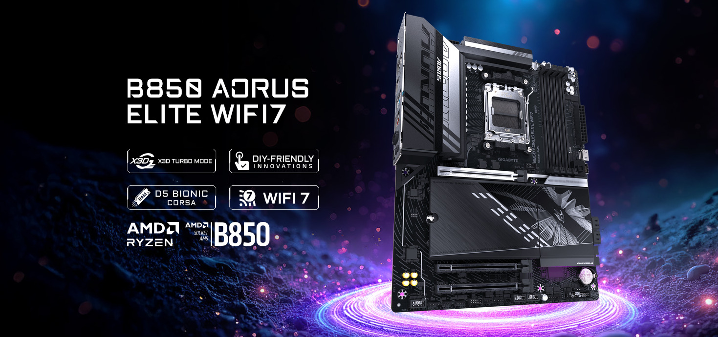 Gigabyte B850 AORUS ELITE WIFI7 AM5 ATX Desktop Motherboard | PLE Computers