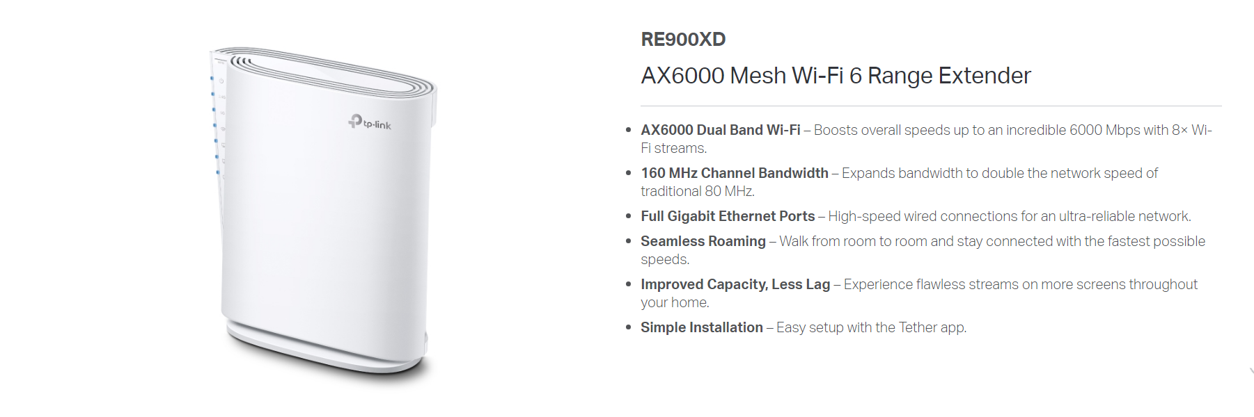 TP-Link RE900XD - AX6000 Wi-Fi 6 Mesh Range Extender | PLE Computers