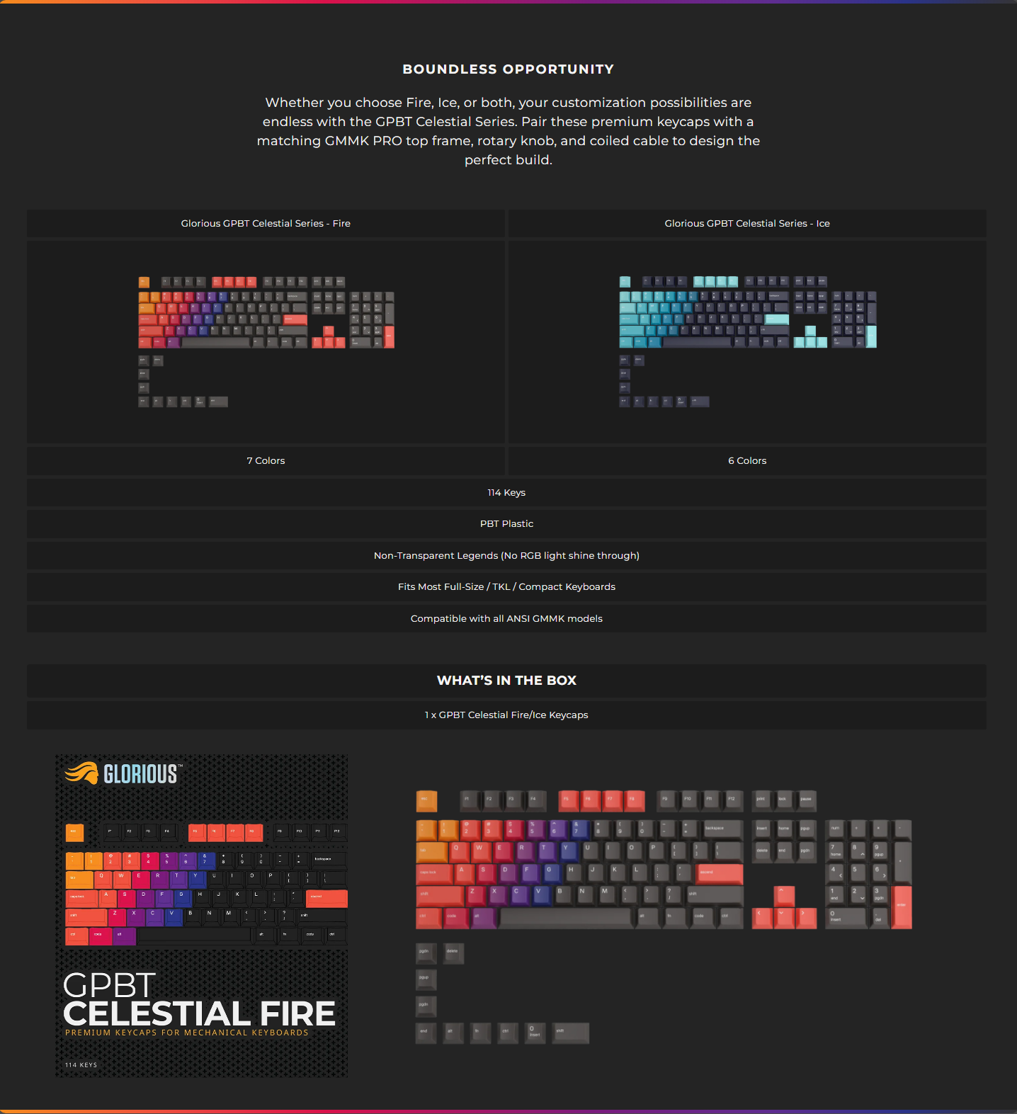 Glorious GPBT Celestial Gradient Keycap Set ANSI - Fire | PLE Computers