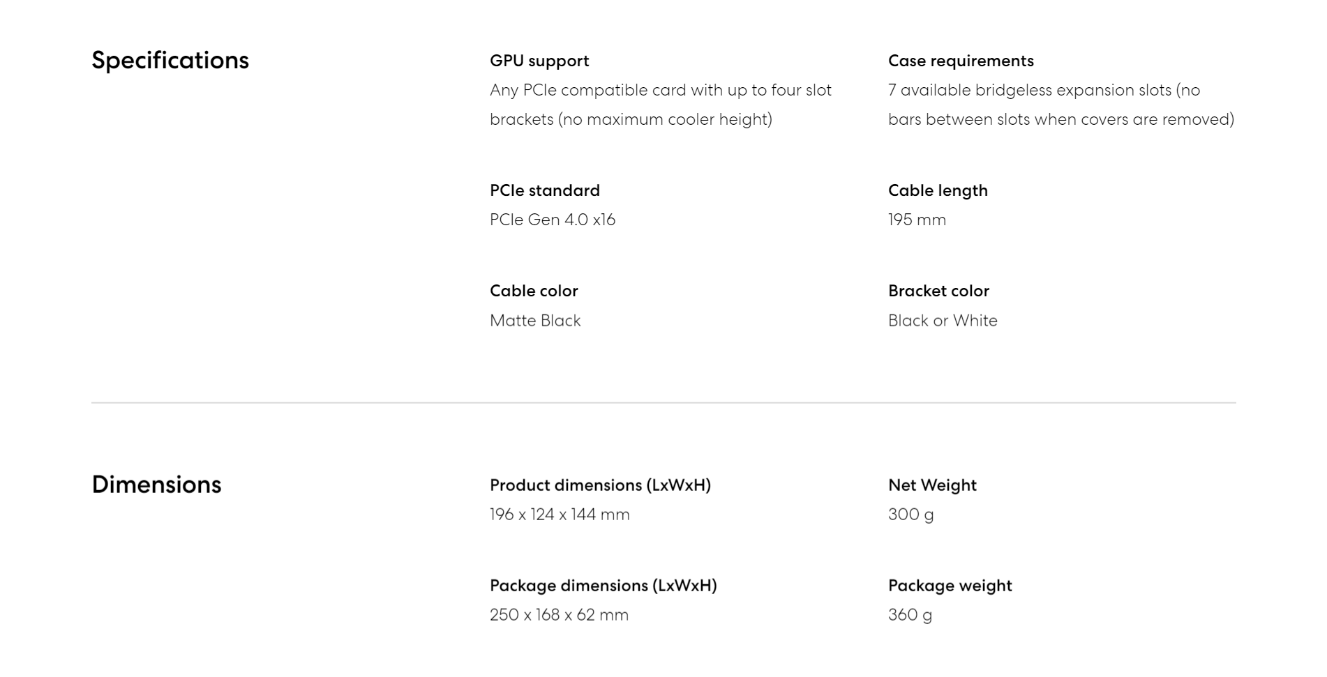 Fractal Design Flex 2 PCIe 4.0 x16 Vertical GPU Riser with Bracket ...