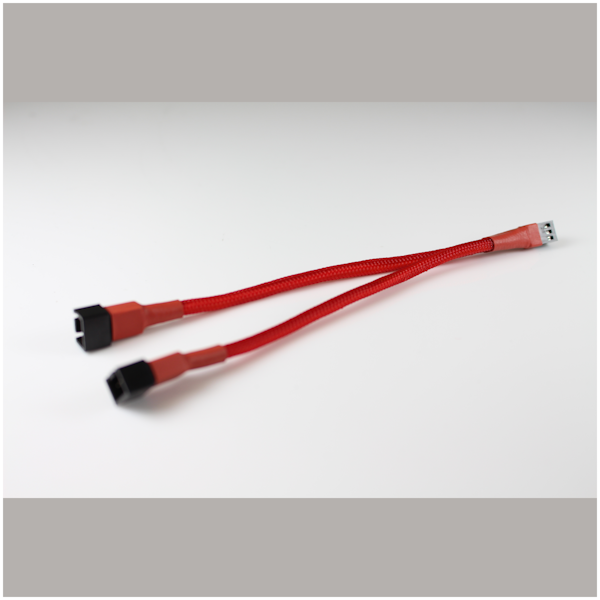 GamerChief 3-Pin Fan Splitter (2 way) 15cm Sleeved (Red) | PLE Computers