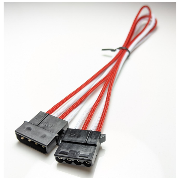 GamerChief Molex Power 45cm Sleeved Extension Cable (White/Red) | PLE ...
