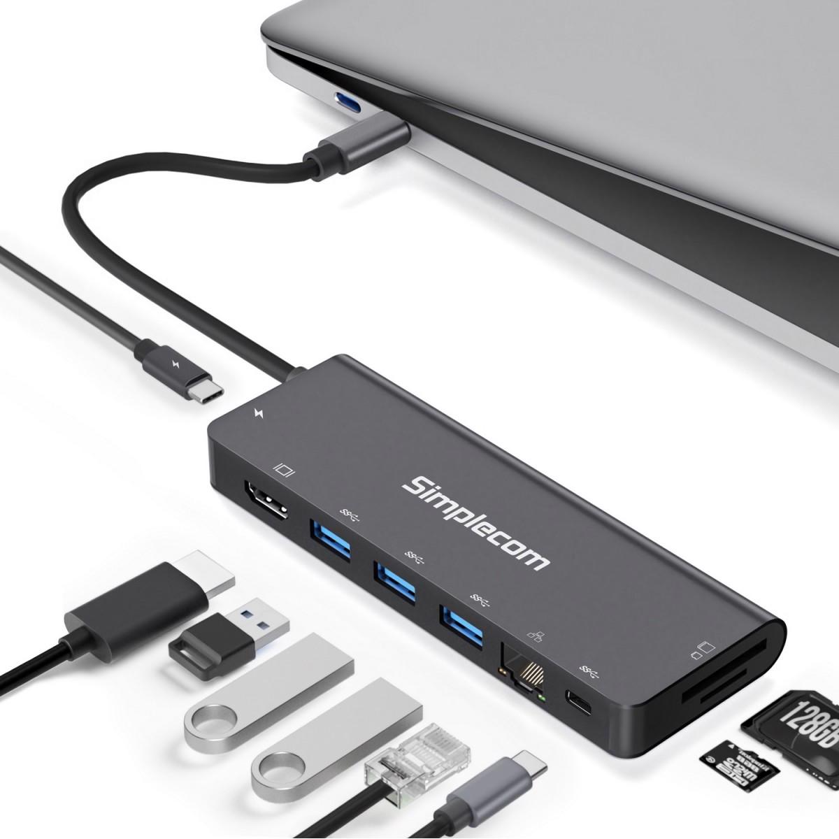 Simplecom CHN590 SuperSpeed USB Type-C 9-in-1 Multiport Docking Station ...