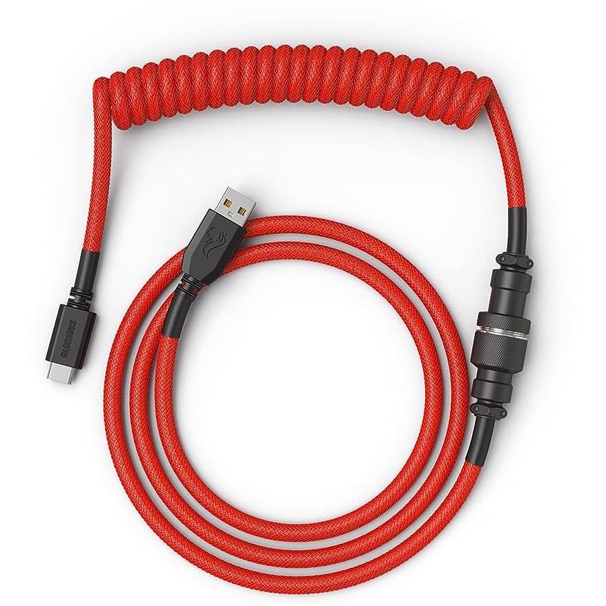 Glorious Coiled USB Type-C Keyboard Cable - Crimson Red | PLE Computers