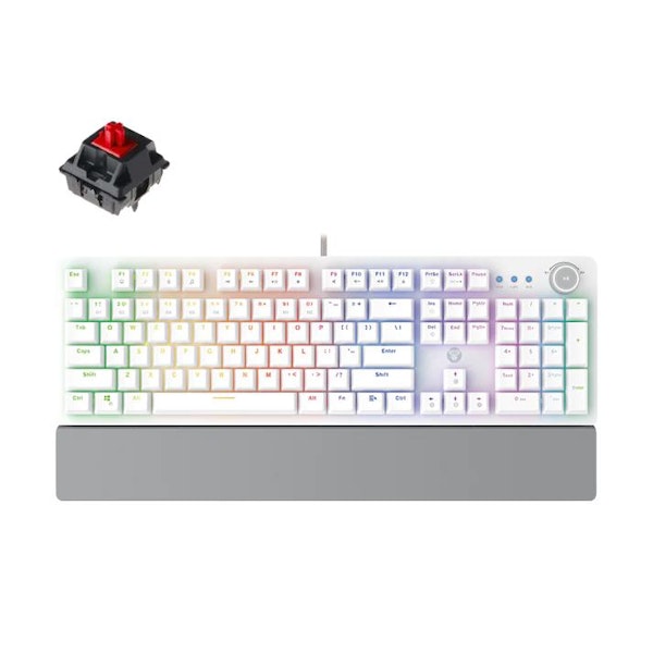 Fantech Gaming PC Mechanical Keyboard LED Backlit Anti-Ghosting Key with Knob and Wrist Rest ...