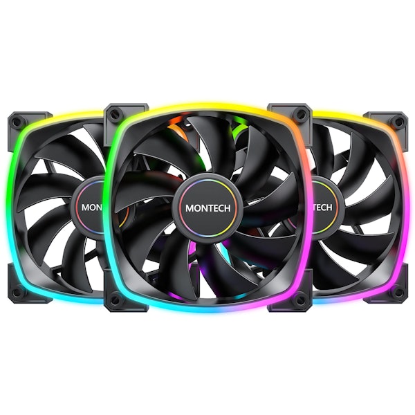 Montech AX120 ARGB 120mm PWM Fan 3-Pack (Black) | PLE Computers