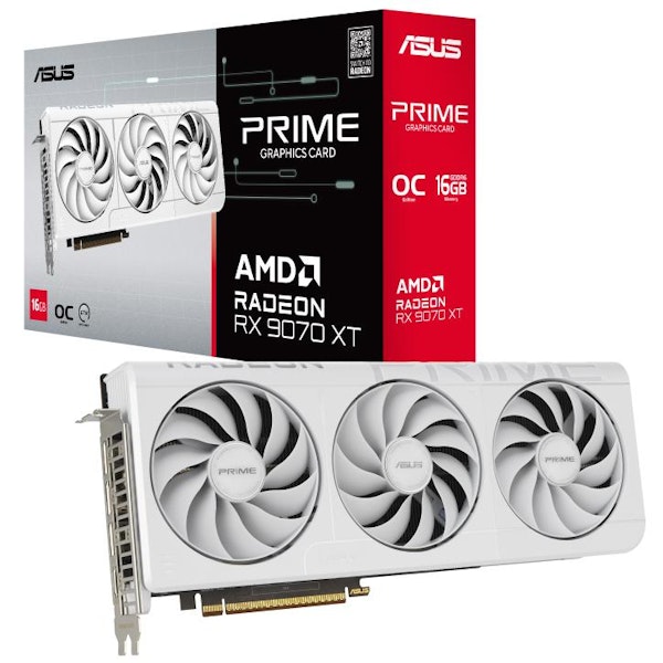 ASUS Radeon RX 9070 XT Prime OC 16GB GDDR6 - White | PLE Computers