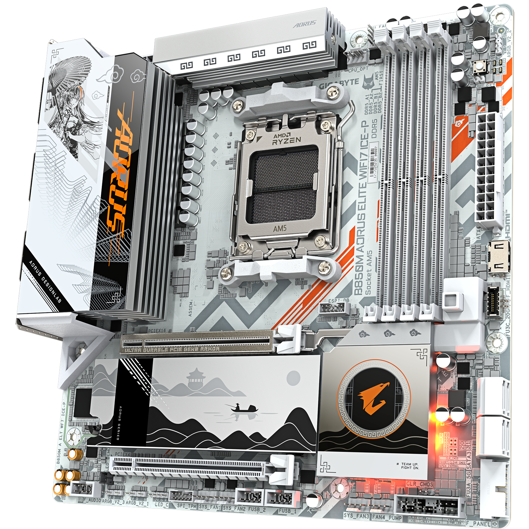 Gigabyte B850M Aorus Elite WiFi7 ICE-P AM5 mATX Desktop Motherboard ...